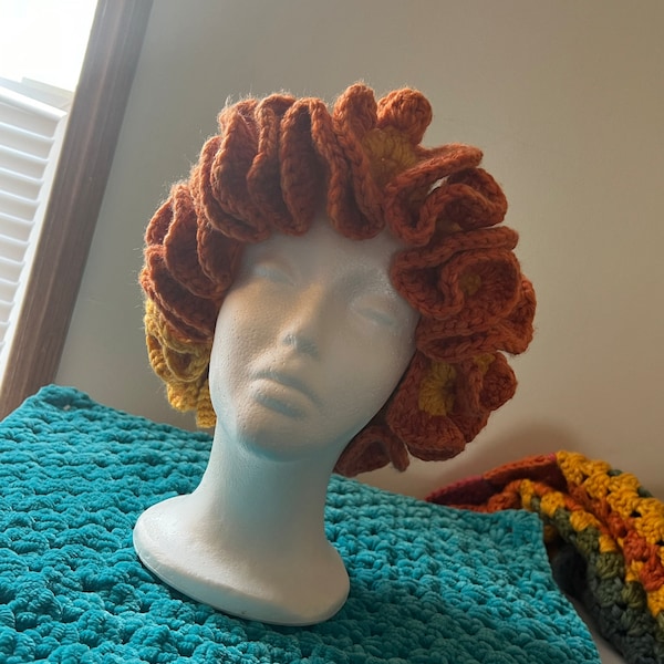 Crochet Granny Square Bucket Hat | Crochet Ruffle Brim Hat | Granny ...