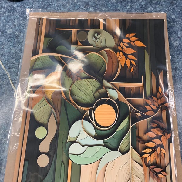 Botanical Print, Boho Wood-look Poster, Room Decor, Bedroom Art, Earth ...