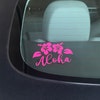 Aloha Vinyl Decal With Hibiscus Flowers and Leaves Many Colors Solid ...