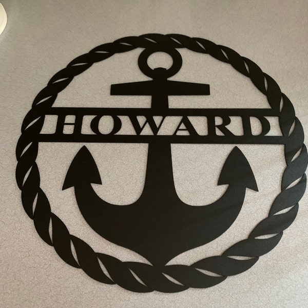 Personalized Anchor Metal Sign, Front Porch Last Name Sign, Anchor Name ...