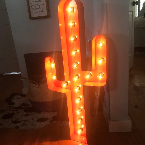 Cactus Marquee Sign 36": Light up Cactus Wall Decor - Etsy