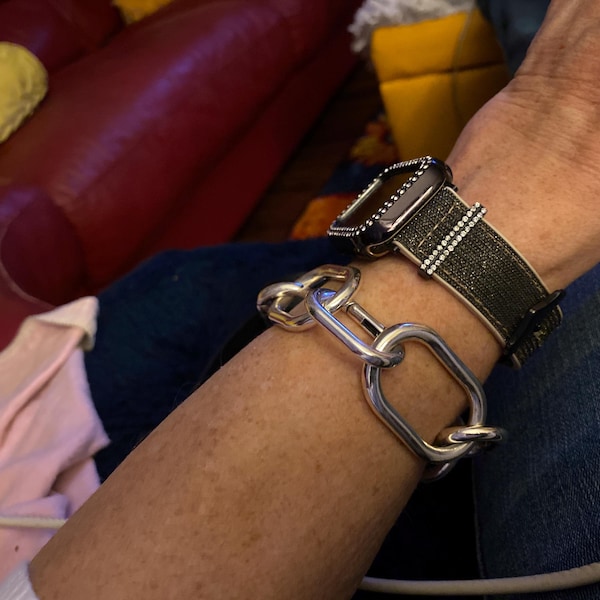 Silver Large Chunky Link Bracelet, Statement Silver Bracelet, Antique Silver Bracelet, Massive ...