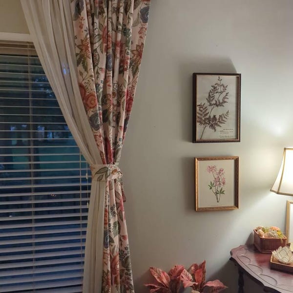 Elegant Damask Patterned Linen Curtains Ornate Baroque Floral Design ...