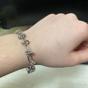 Stainless Steel Double Clasp O Ring Chain Necklace Grunge Alternative ...