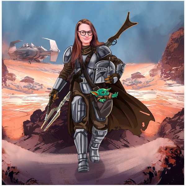 The Mandalorian,mandalorian Portraits,star War,cartoon Family Portrait ...