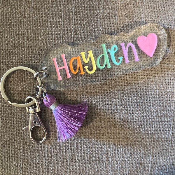 Colored Personalized Name Keychain/ Engraved Name Keychain/ Backpack ...