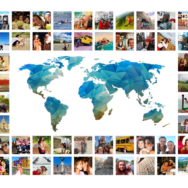 Downloadable Photo Map Collage, Custom Design, Outline Map, Photo ...