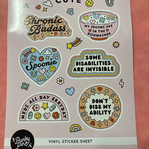 Chronically Cute Sticker Sheet A5 // Planner Stickers // Illustration ...