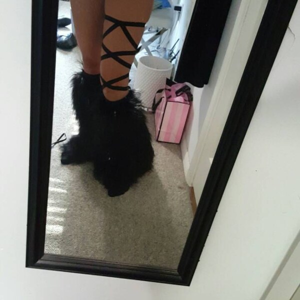 Fluffy Furry Leg Warmers Neon Plain Faux Fur Lots of Colours Rave Punk ...