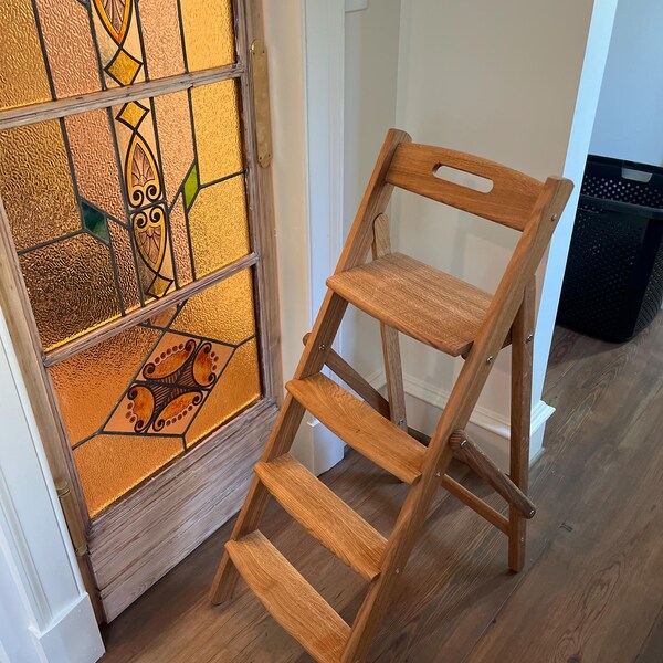 A Wooden Folding Ladder Made of Oak. Sizes110cm High(43inches)for Home ...