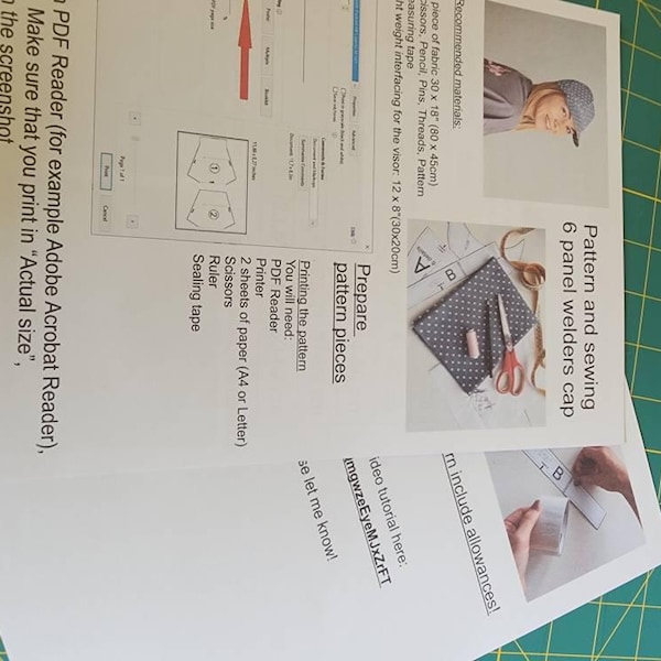 Set of 2 Welding Caps Sewing Pattern in 5 Sizes and Video Instructions ...
