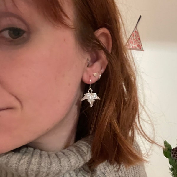 Silver Oak Leaf Earrings, Real Silver Leaf, Silver Drops, Recycled ...