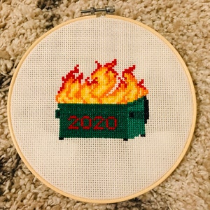 Dumpster Fire 2020 STAY at HOME Cross Stitch Chart Pattern PDF ...