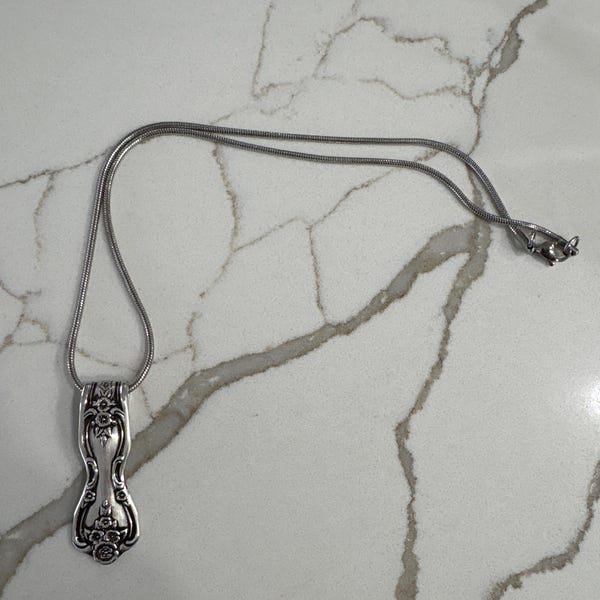 Vintage Spoon Necklace, Spoon Pendant, Fortune 1939, Silverware Jewelry ...