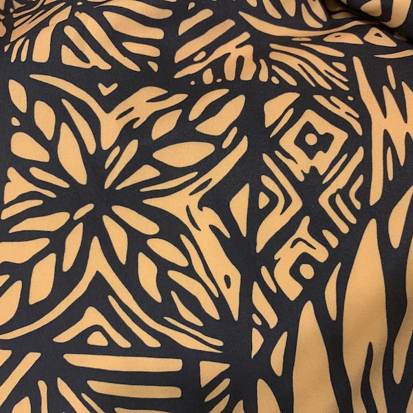 Hawaiian Tropical Tapa Tribal Print Polynesian Fabric - Peach Skin ...