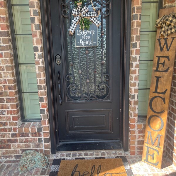 Welcome, Large Wooden Door Sign, Door Hanger, Farmhouse, Door Decor ...