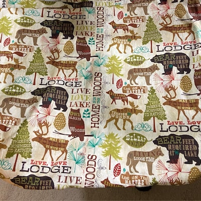 Lodge & Wildlife Fabric Cabin Nature Bears Wilderness Moose Rustic ...