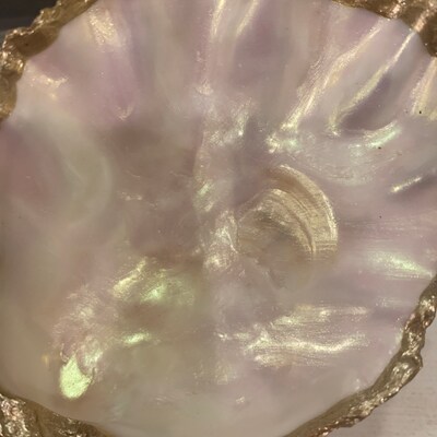 White and Gold Oyster Shell Ring Dish, Ring Holder, Ring Bowl - Etsy