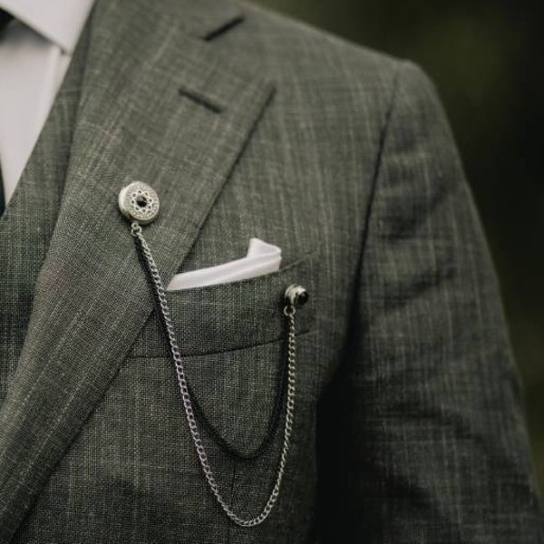 6 Models-handmade Jacket Chain Brooch / Lapel Pin Men's Women's ...