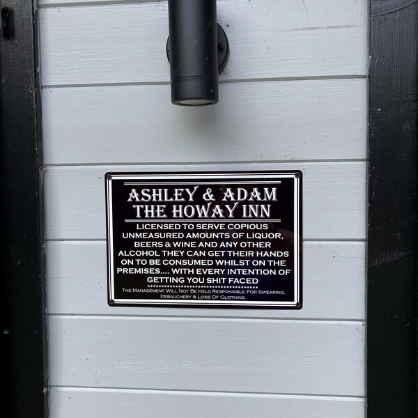 Personalised Licensee Aluminium Metal Sign Customised With Your Words ...