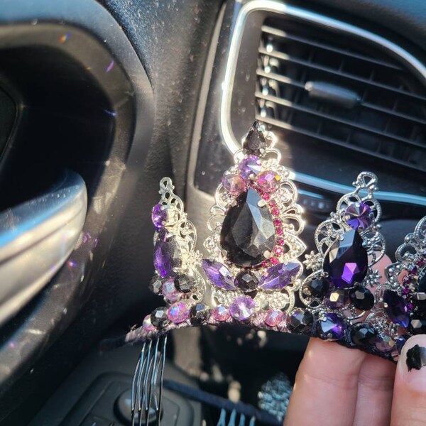 Gothic Wedding Crown Black and Purple Crown Black Gothic Crown Black ...