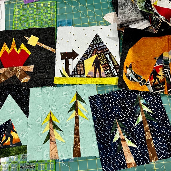 Set of 9 CAMPING BLOCKS, Paper Pieced Block Patterns in PDF - Etsy