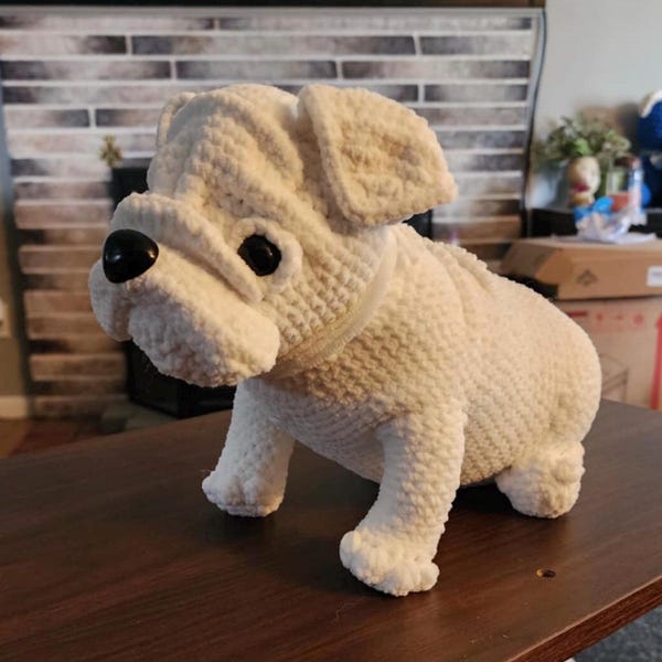 English Bulldog Crochet Pattern, White Bulldog Dog Amigurumi Pattern ...