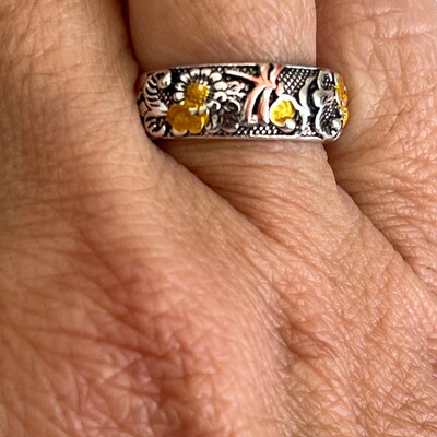 Wide Band Teardrop, Cut-out, Silver Tone Adjustable Ring - Etsy