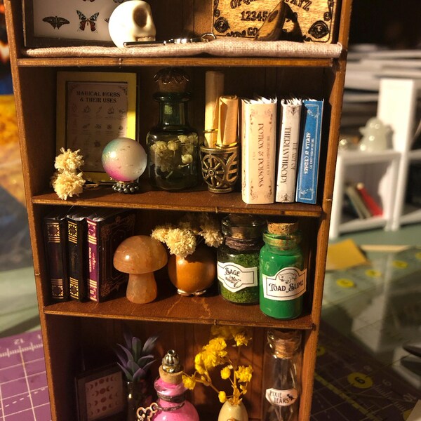 DIY KIT | Miniature Fairy Witch Bookshelf Kit | DIY Miniature Bookshelf ...