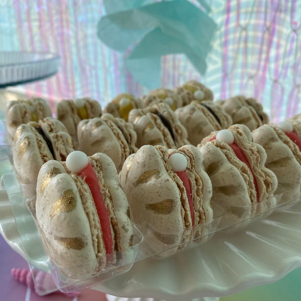 White/ Cream Seashell Macarons 15 or 30 - Choose Your Flavors - Edible Macaroons - French ...