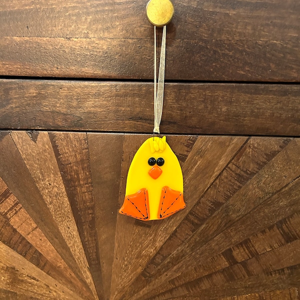 Easter Chick Suncatcher, Fused Glass Suncatcher, Fused Glass Chick ...