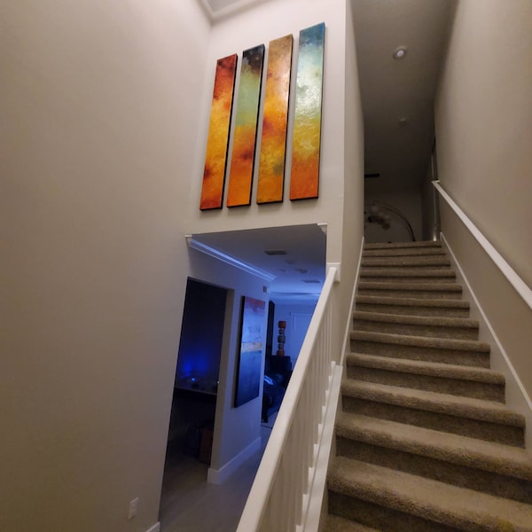 Curved Wall Art, Staircase Wall Art, Tall Art for High Ceilings, Lobby ...