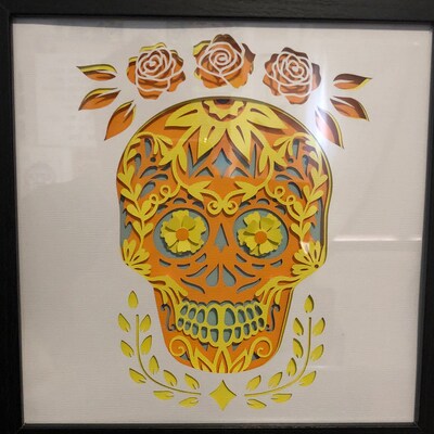 Sugar Skull Shadow Box SVG, Day of the Dead Art With LED Light ...