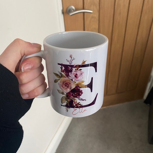 Monogram Letter Mug, Personalised Family Name Initial Ceramic Coffee ...