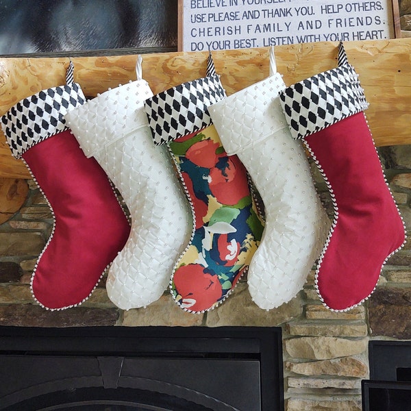 ONE (1) Golden Yellow and White Whimsical Jester Christmas Stocking ...