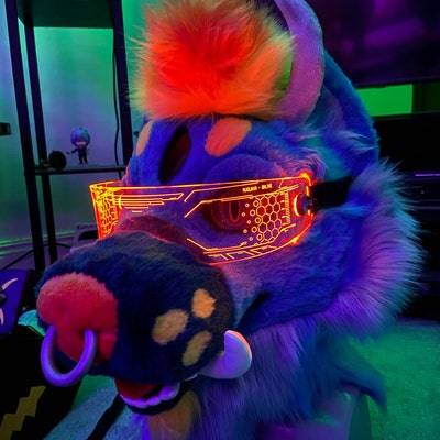 Illuminated Cyberpunk Cyber Goth Fursuit Visor WARCHIEF Clear choose ...