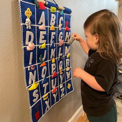 ABC Alphabet Wall Hanging BLUE Educational Chart Toddler Preschoolers ...