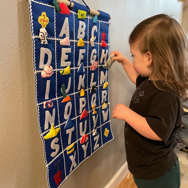 ABC Alphabet Wall Hanging (BLUE) Educational Chart Toddler Preschoolers ...