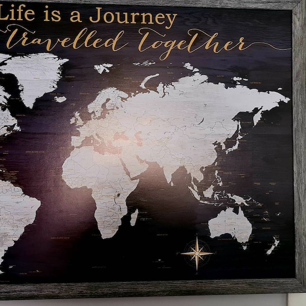 World Map Gift, Personalized Text, Customized Anniversary Gift for ...