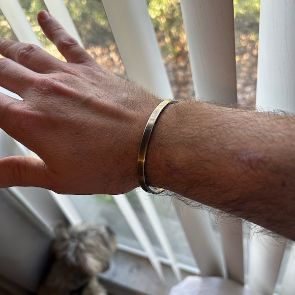 Sterling Silver Men's Cuff Bracelet, Open Wrist Cuff for Men & Women ...