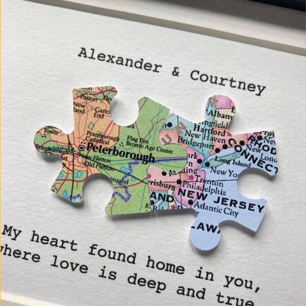 Long Distance Relationship Gift for Boyfriend or Girlfriend - TWO Map ...