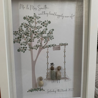 Personalised Wedding Swing Pebble Picture Pebble Art Wedding Framed ...