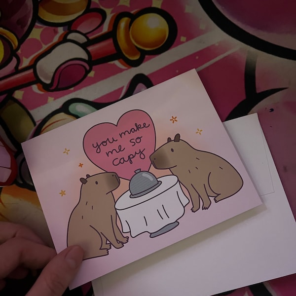 Capybara Anniversary Love or Valentines Card "you Make Me so Capy ...