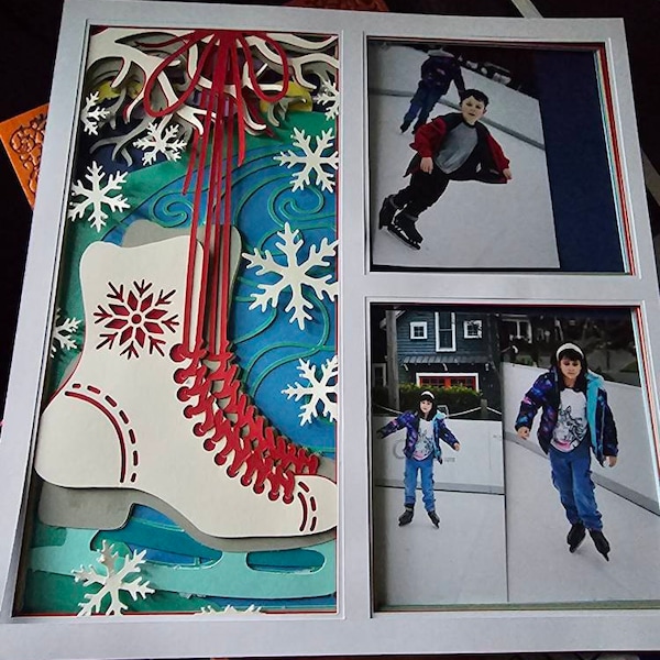 Girl Ice Skating Panels - 3D Shadow Box Layered SVG DXF EPS (cutting ...