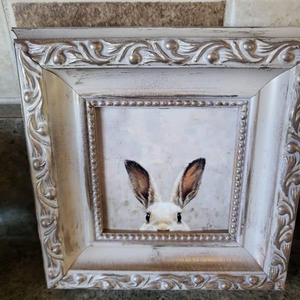 Easter Bunny Frame Tv Art, Spring Rabbit Painting, Vintage Spring Decor ...