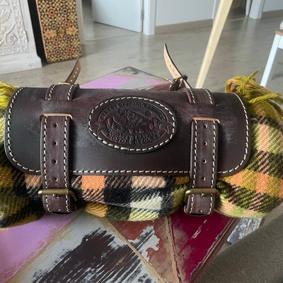 Leather Blanket Roll Camping Gear Motorcycle Rider Cover Holder for ...