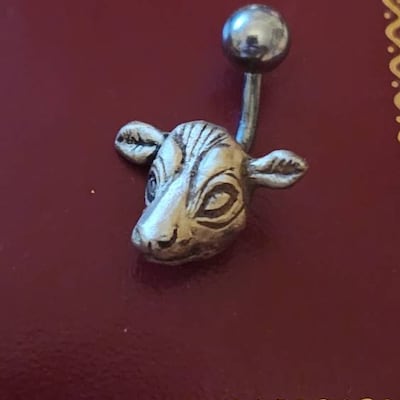 Cow Head Belly Button Ring, Titanium or Surgical Steel Bar - Etsy