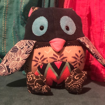 Scrappy Hoot Owl Stuffed Animal Bird Sewing Pattern & Tutorial Softie ...