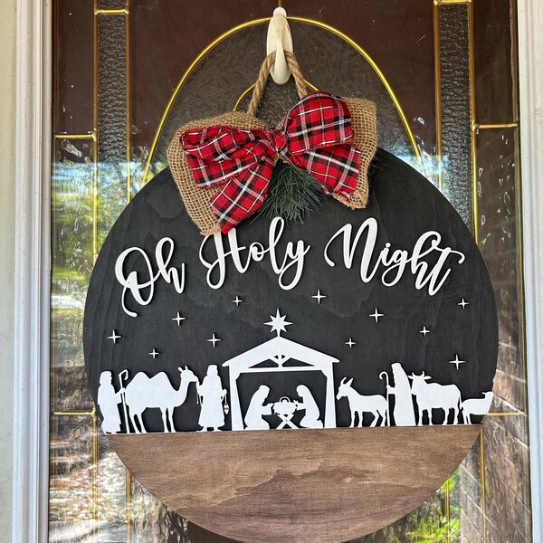 Oh Holy Night Door Hanger, Christmas Door Hanger, Christmas Home Decor ...