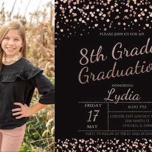 8th Grade Graduation Invitation, Middle School Graduation Invitation ...